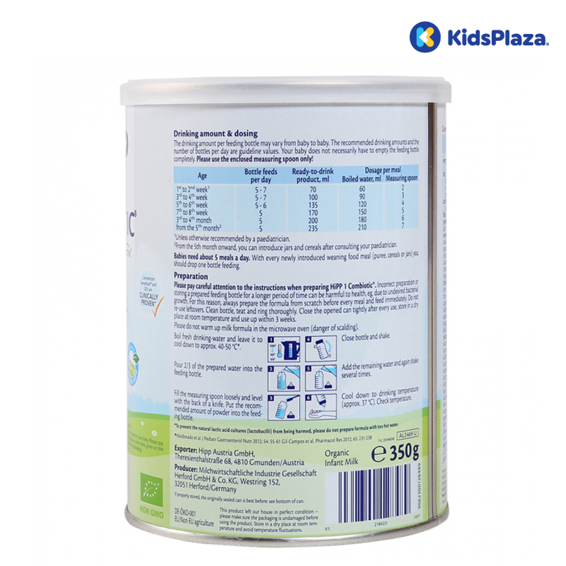 Sữa HiPP số 1 Combiotic Organic 350g (cho bé 0-6 tháng) của Đức - Kids ...