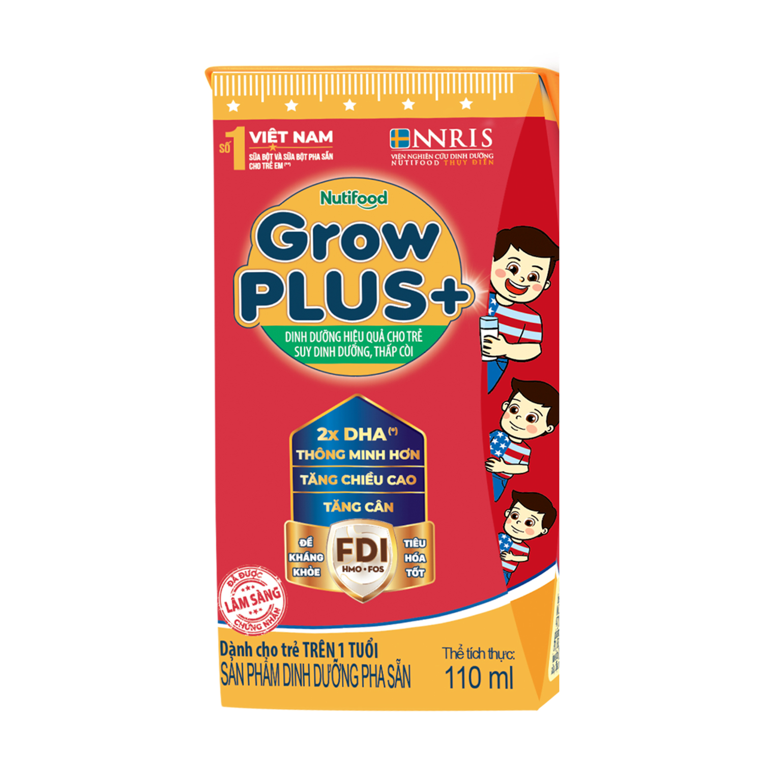 Sữa uống dinh dưỡng Nutifood GrowPLUS+ Đỏ 4*110ml - Kids Plaza