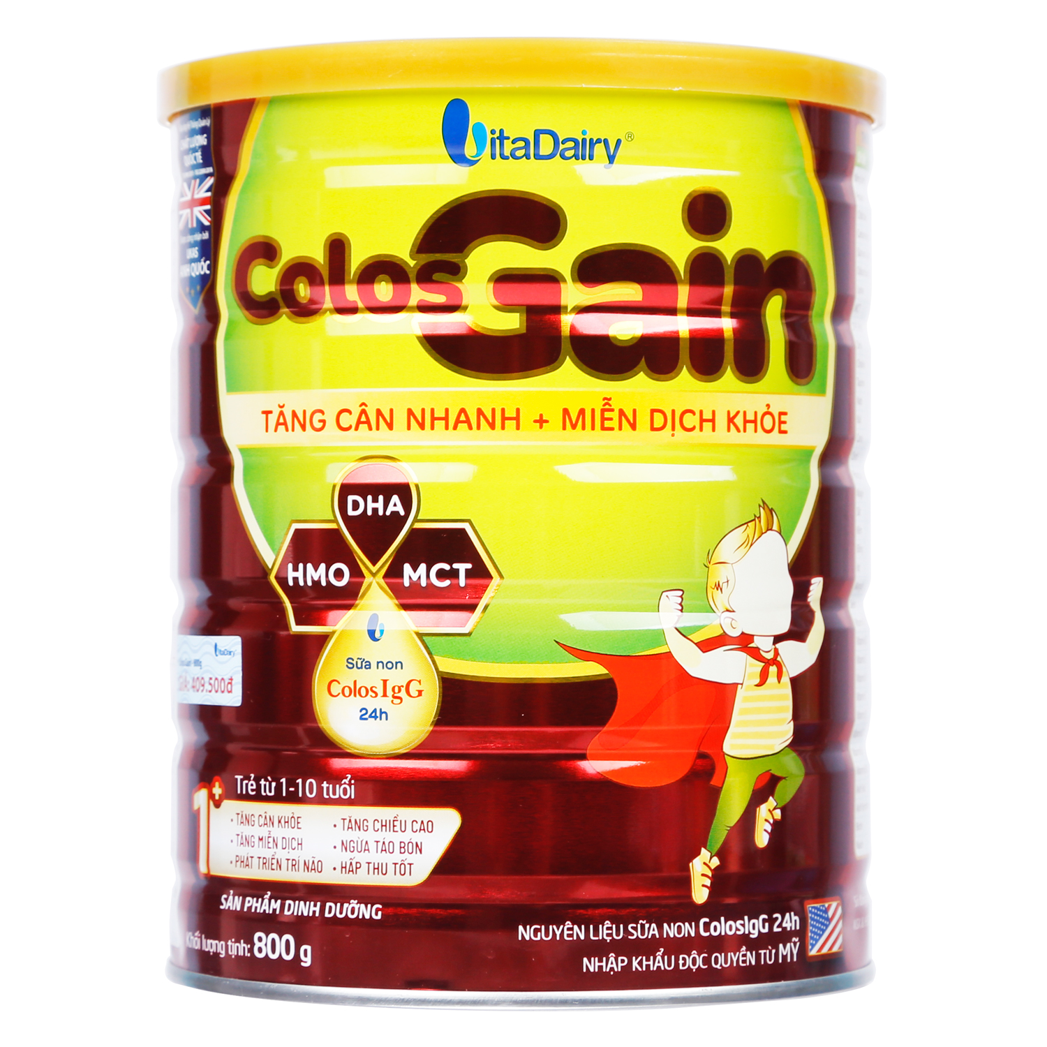 Sữa bột Colos Gain Vitadairy 1+ 800g cho bé từ 1 đến 10 tuổi - Kids Plaza