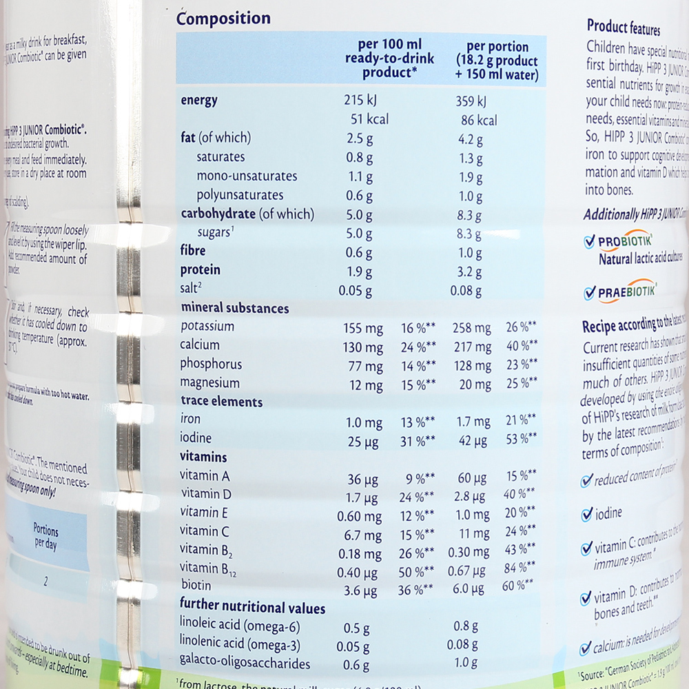 Sữa Hipp số 3 Junior Combiotic 800g của Đức (cho bé 1-3 tuổi) - Kids Plaza