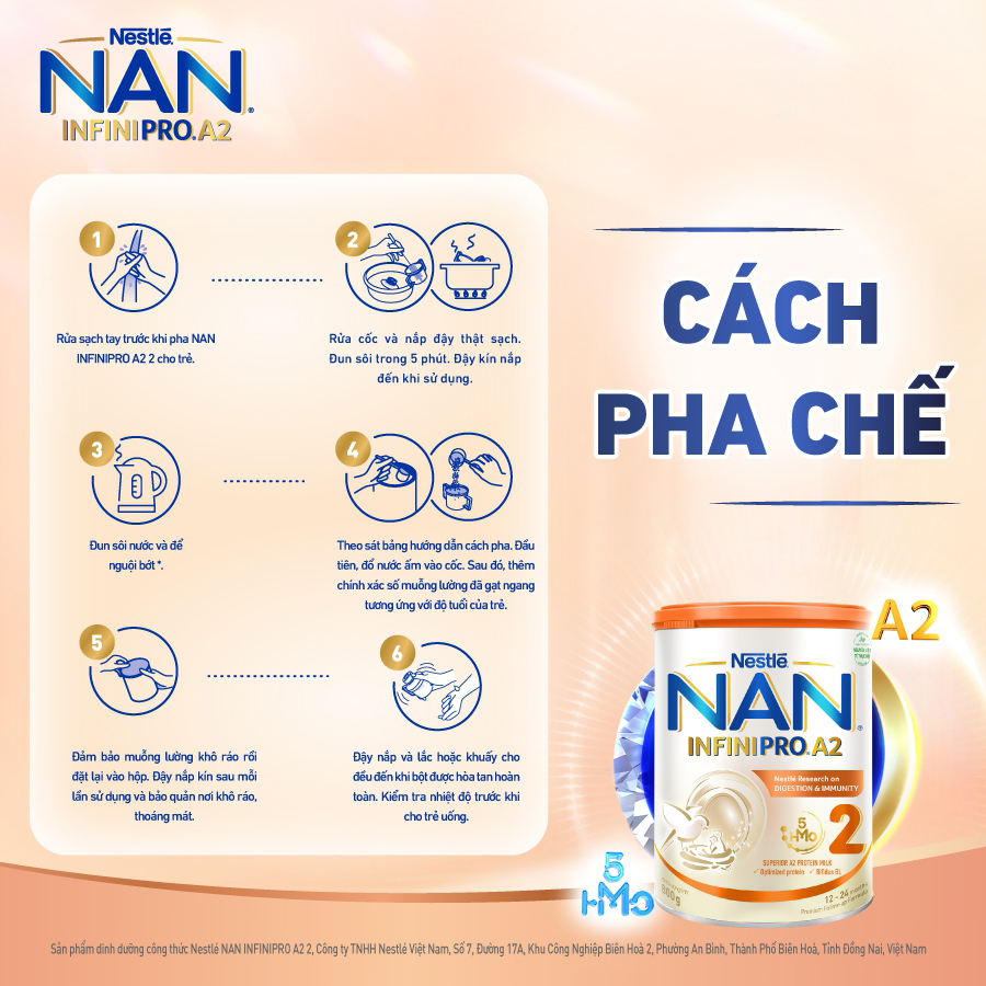 Sữa bột Nan Infini Pro A2 số 2 800g cho bé 1- 2 tuổi - Kids Plaza